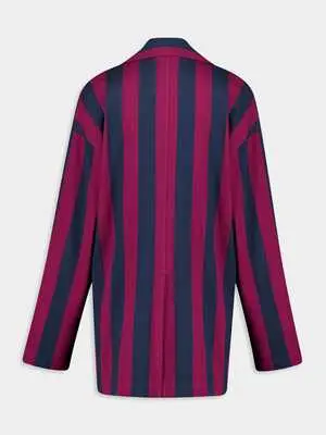 PAULA Nymphaea Striped Hand-woven Blazer With Embroidery - Purple