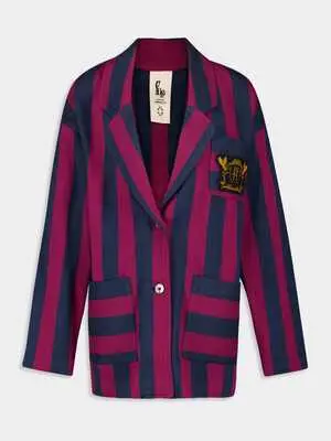 PAULA Nymphaea Striped Hand-woven Blazer With Embroidery - Purple