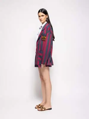 PAULA Nymphaea Striped Hand-woven Blazer With Embroidery - Purple
