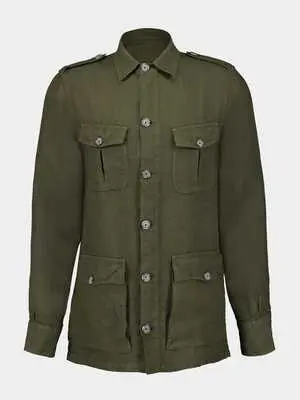 120% LINO Linen Military Jacket With Pockets