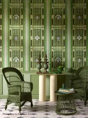 HOUSE OF CAPRICORN Furnas Wicker Armchair - Green