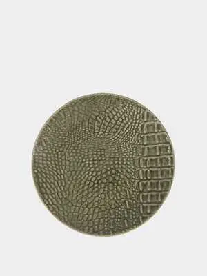 HOUSE OF CAPRICORN Jacaré Ceramic Dessert Plate - Green