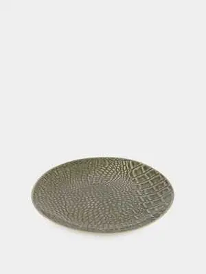 HOUSE OF CAPRICORN Jacaré Ceramic Dessert Plate - Green