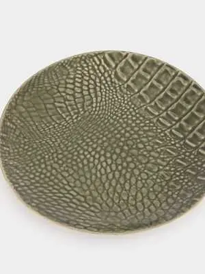 HOUSE OF CAPRICORN Jacaré Ceramic Dessert Plate - Green