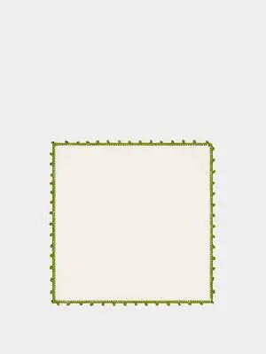 HOUSE OF CAPRICORN Hand-embroidered Cocktail Napkin - Green