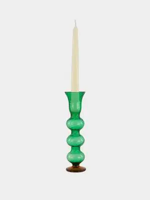 La DoubleJ Murano Glass Triple-bubble Candlestick - Green
