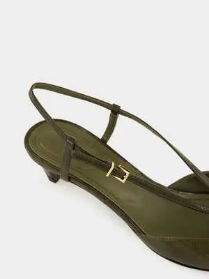 Fendi Ffold Leather Slingbacks - Green
