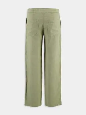 120% Lino Linen Drawstring Trousers - Green