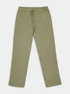 120% Lino Linen Drawstring Trousers - Green