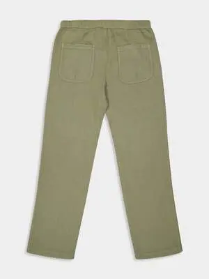 120% Lino Linen Drawstring Trousers - Green