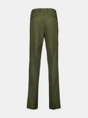 Boglioli Khaki Regular Fit Cotton Trousers - Green