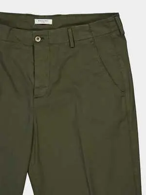 Boglioli Khaki Regular Fit Cotton Trousers - Green