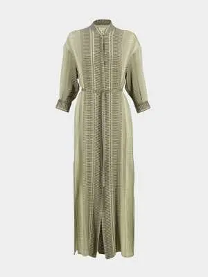 Zeus+dione Textured Silk Shirt Dress - Green
