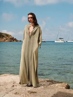 Zeus+dione Textured Silk Shirt Dress - Green