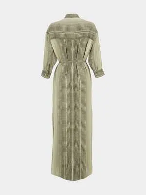 Zeus+dione Textured Silk Shirt Dress - Green
