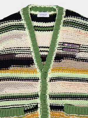 Off-White Striped Knit Cardigan