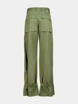 Rabanne Straight Fit Cotton Polyamide Trousers - Green