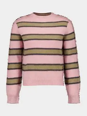 Marni Striped Mohair Wool Crewneck - Pink