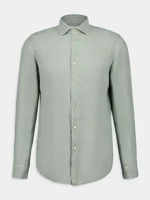 Boglioli Mint Garment-dyed Linen Shirt - Green