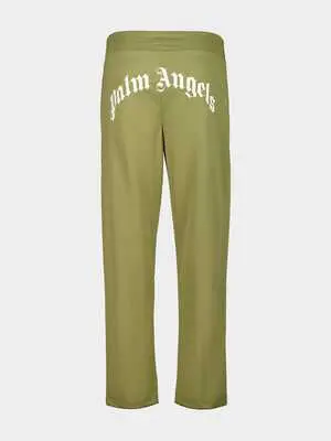 Palm Angels Army Track Pants With Back Curved Logo - Green