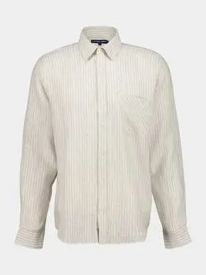 Frescobol Carioca Khaki Striped Linen Button-up Shirt