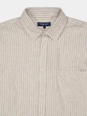Frescobol Carioca Khaki Striped Linen Button-up Shirt
