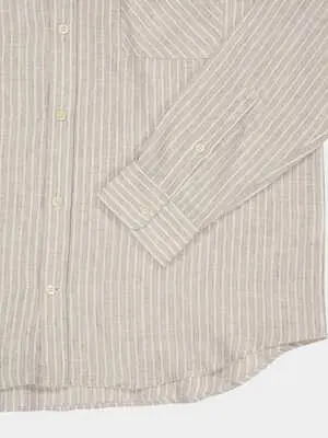 Frescobol Carioca Khaki Striped Linen Button-up Shirt