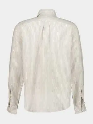 Frescobol Carioca Khaki Striped Linen Button-up Shirt