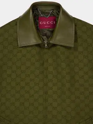 Gucci Gg Canvas Jacket With Leather Collar