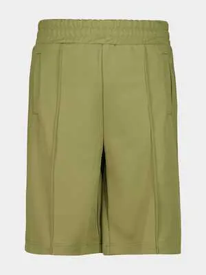 Palm Angels Army Track Shorts With Back Curved Logo - Green