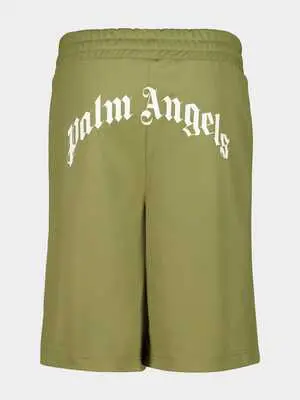 Palm Angels Army Track Shorts With Back Curved Logo