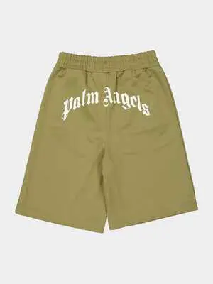 Palm Angels Army Track Shorts With Back Curved Logo