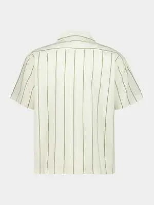 BODE Celery Stripe Short-sleeve Cotton Shirt - Green
