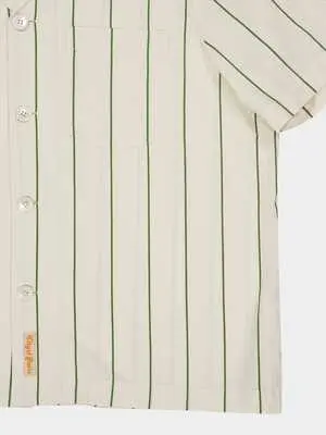 BODE Celery Stripe Short-sleeve Cotton Shirt - Green