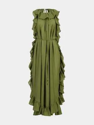 Zimmermann Cascadian Ruffle Midi Dress - Green