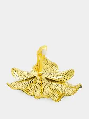 Begum Khan Gold-plated Singapore Orchid Clip-on Earrings - Green