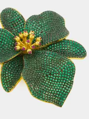 Begum Khan Gold-plated Singapore Orchid Clip-on Earrings - Green