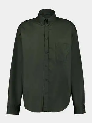 Balenciaga Khaki Logo Print Long Sleeve Shirt