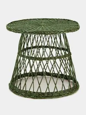 HOUSE OF CAPRICORN Handmade Furnas Wicker Side Table - Green