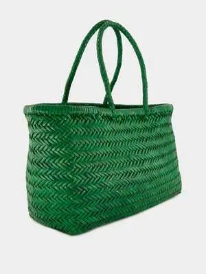 Dragon Diffusion Parrot Triple Jump Big Woven Leather Tote - Green