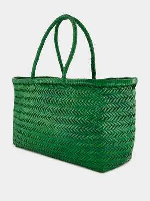 Dragon Diffusion Parrot Triple Jump Big Woven Leather Tote - Green