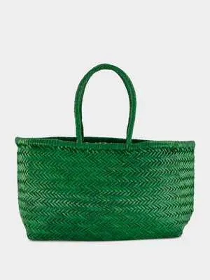 Dragon Diffusion Parrot Triple Jump Big Woven Leather Tote Green