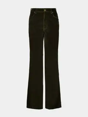 La DoubleJ Cotton Velvet Flared Trousers - Green
