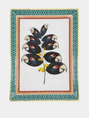 La DoubleJ Parrotstem Forest Porcelain Trinket Tray - Green