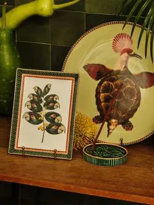 La DoubleJ Parrotstem Forest Porcelain Trinket Tray - Green