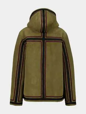 BAZISZT Khaki Shearling Herans Hooded Jacket