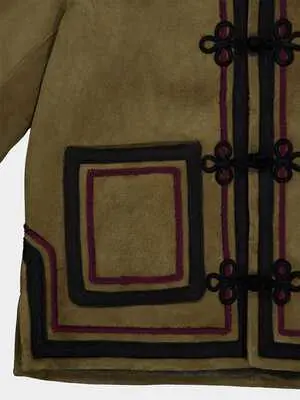BAZISZT Khaki Shearling Herans Hooded Jacket