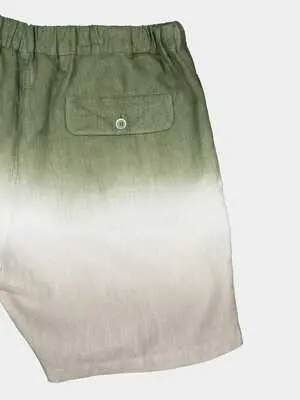 120% Lino Faded Linen Bermuda Shorts - Green