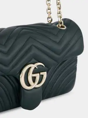 Gucci Gg Marmont Leather Shoulder Bag - Green