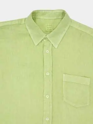 120% Lino Apple Soft Linen Regular-fit Shirt - Green